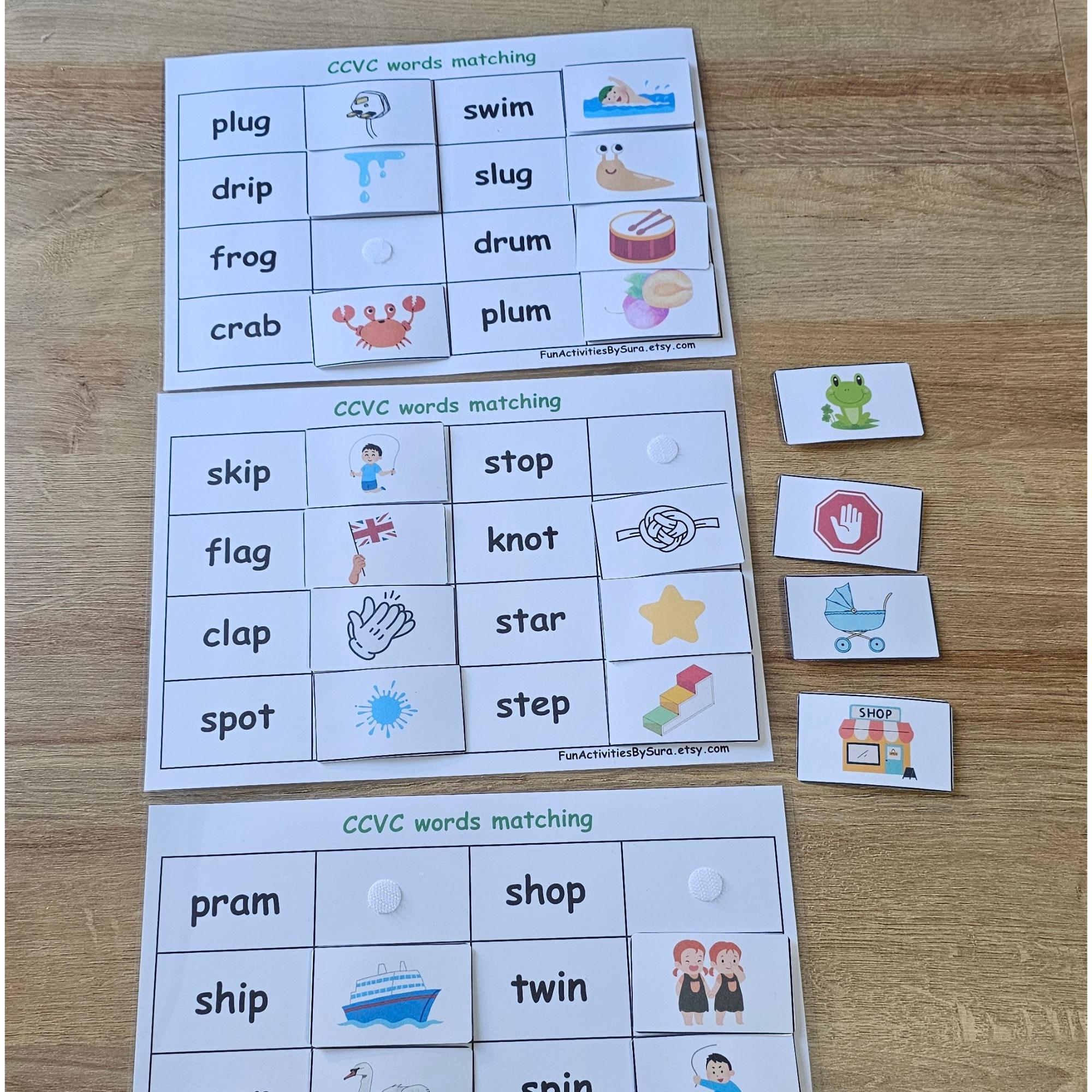 CCVC Words Matching Worksheets: Phonics Game (digital Download) - Etsy