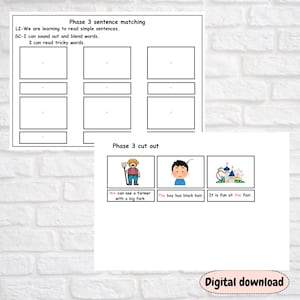 Phonics Reading Sentences Matching Mats: Phase 3 (PDF), Matching Mats ...