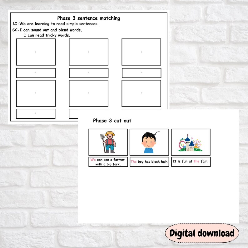 Phonics Reading Sentences Matching Mats: Phase 3 (PDF), Matching Mats ...