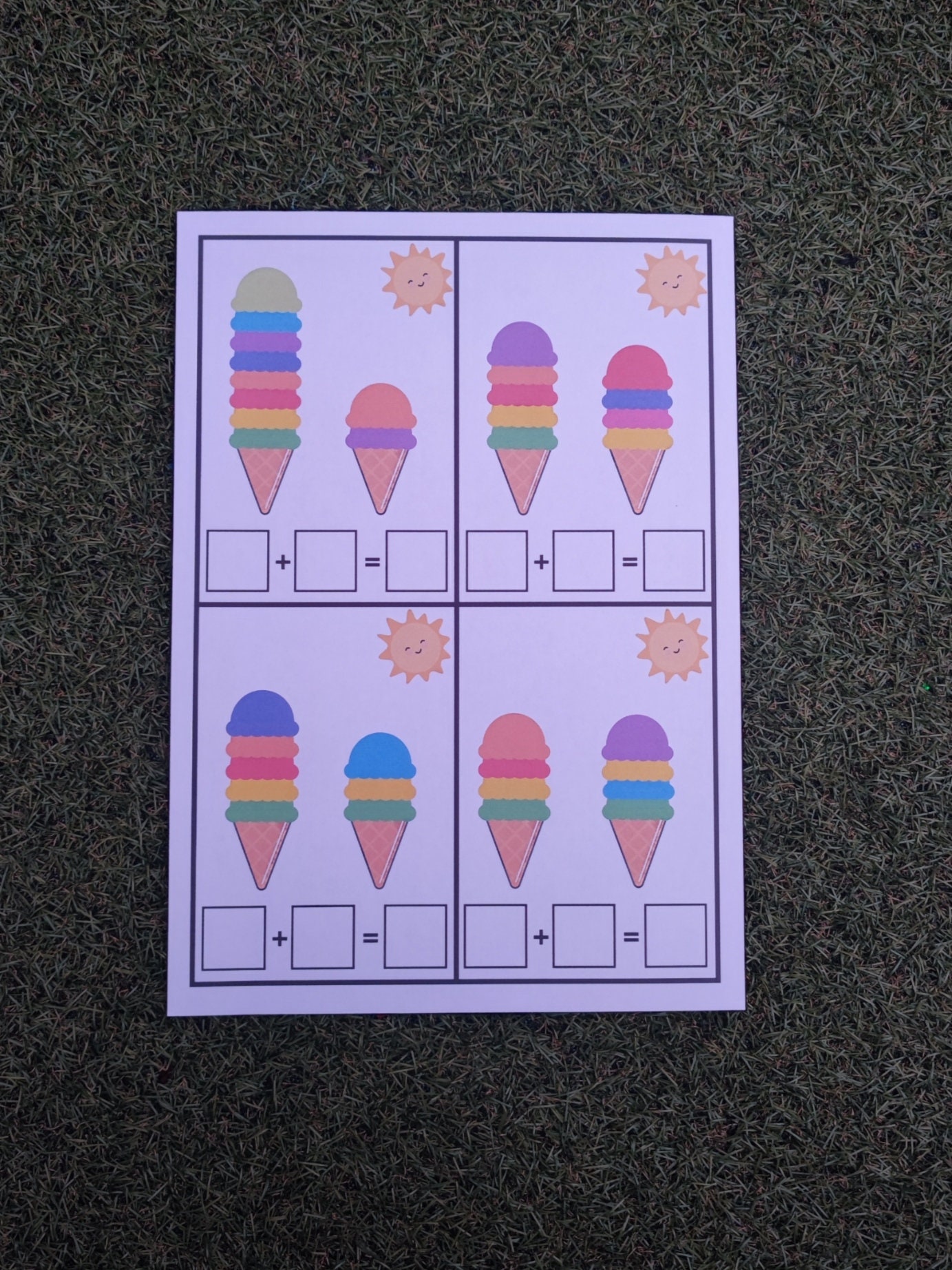 Ice Cream Scoop Addition Worksheets, EYFS Activity, EYFS Addition, EYFS ...