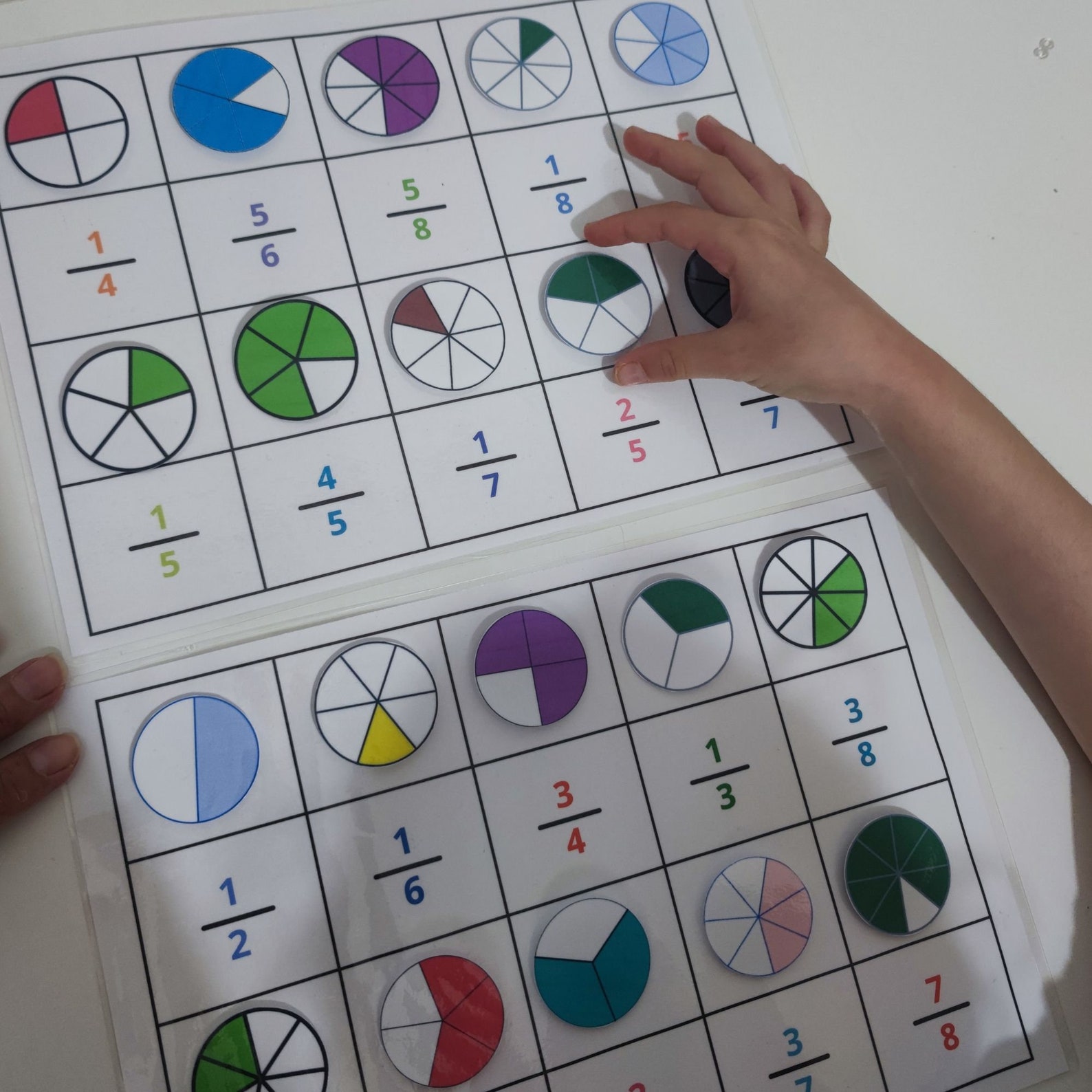 Fraction Printable Activity Board, Fraction Matching Printable ...