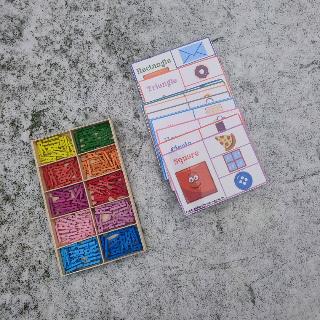 Shapes Matching Clip Cards, 2D Shapes Activities, Matching Activities ...