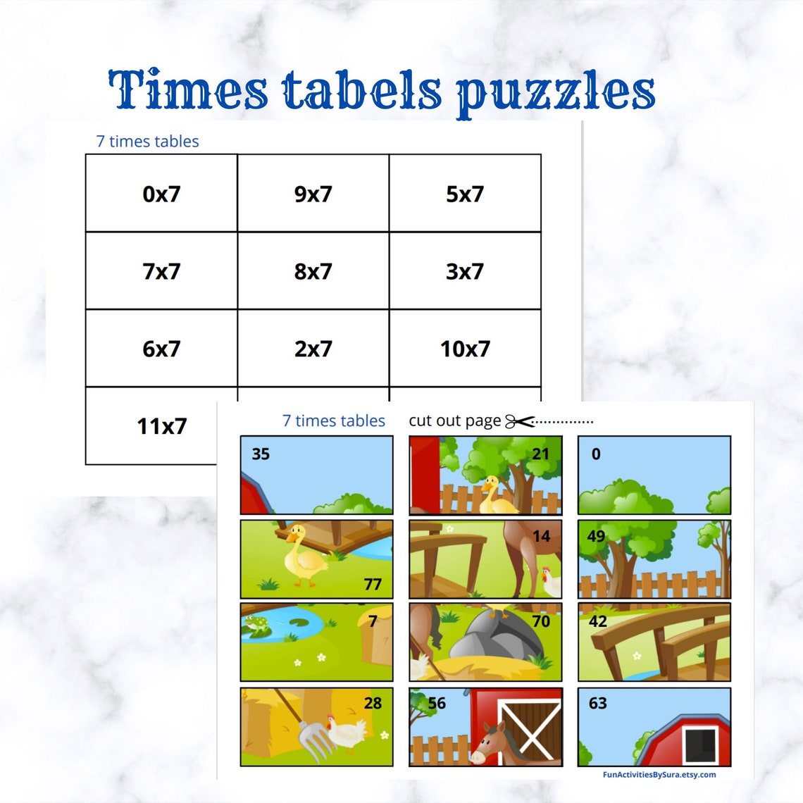 Times Tables Puzzles Practice Activity, Printable Puzzles, Activity ...