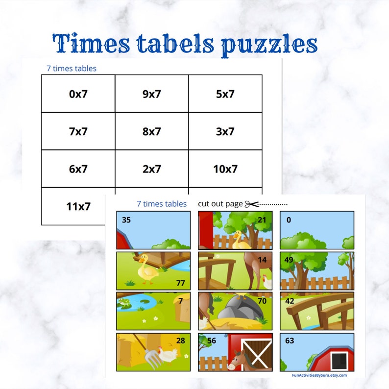 Times Tables Puzzles Practice Activity, Printable Puzzles, Activity ...
