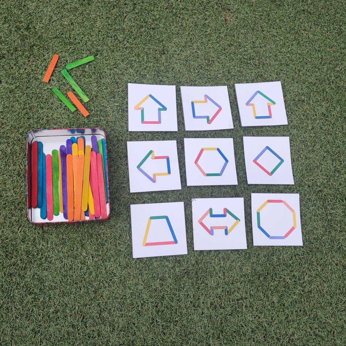 Popsicle Sticks Patterns Matching Cards Physical Preschool - Etsy