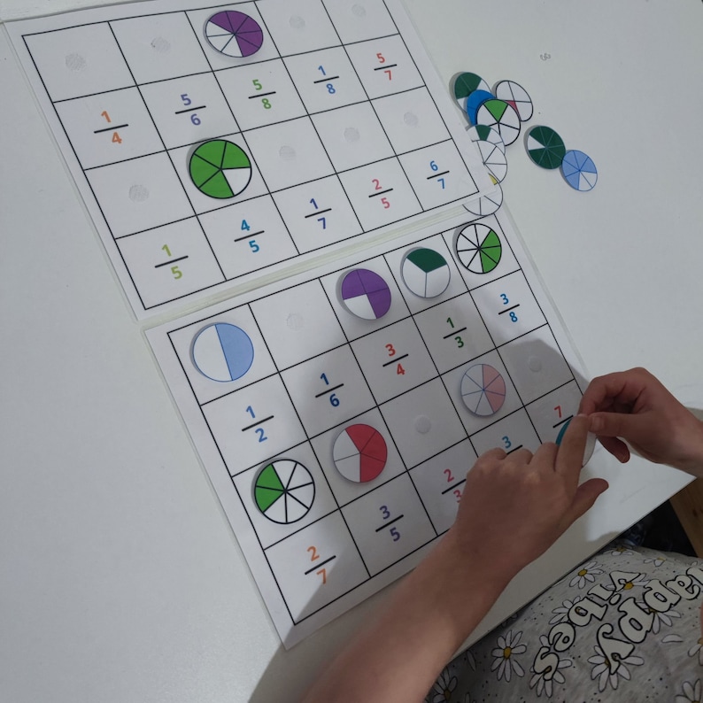 Fraction Printable Activity Board, Fraction Matching Printable ...