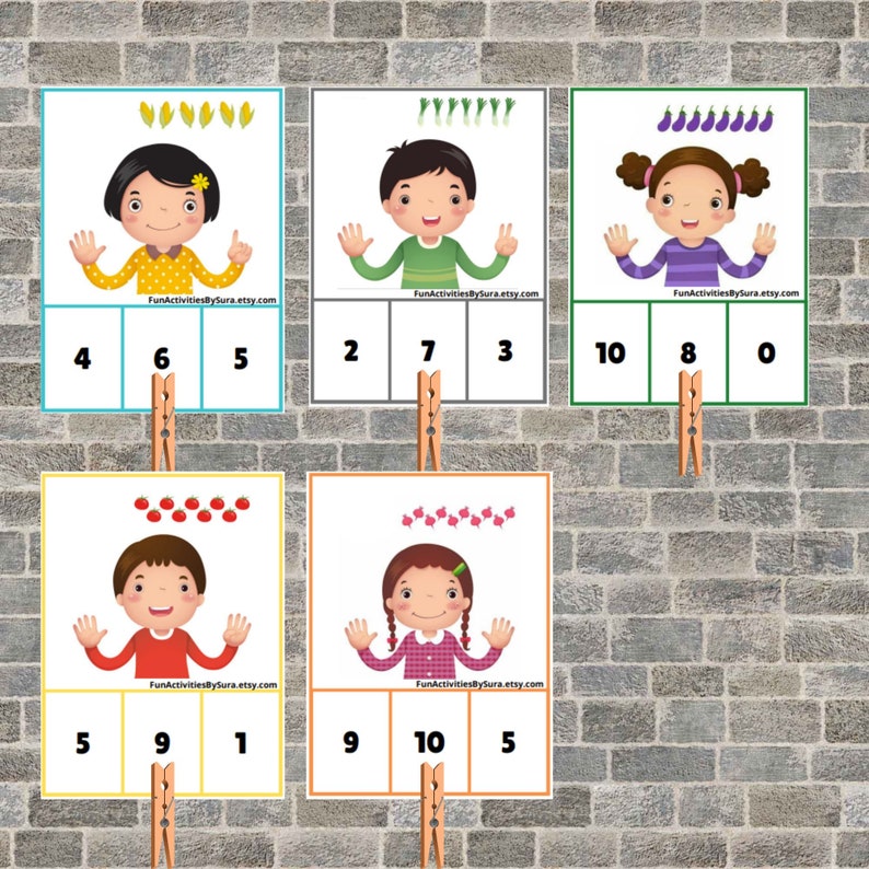 Tarjetas para contar y recortar del 1 al 10, descarga digital ...