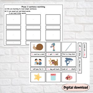 Phonics Reading Sentences Matching Mats: Phase 3 (PDF), Matching Mats ...