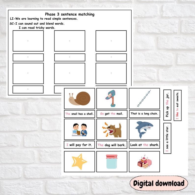 Phonics Reading Sentences Matching Mats: Phase 3 (PDF), Matching Mats ...