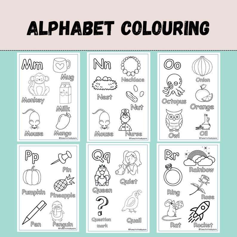 Printable Kids Alphabet Colouring Pages, Fun & Educational A-Z Activity ...
