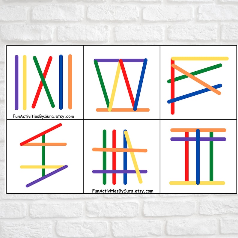 Popsicle Sticks Patterns Matching Cards, Printable Preschool Activities ...