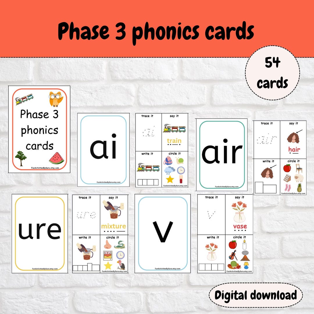 Phase 3 Phonics Cards, Phonics, Learning Phonics, Homeschooling, Early ...