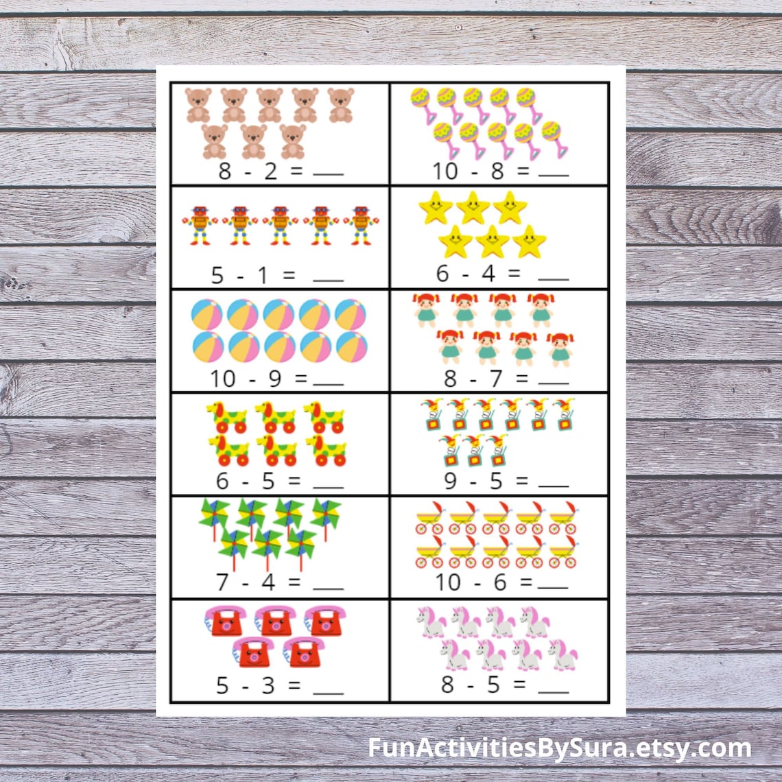 Subtraction Worksheets, EYFS Maths Activity, Nursery Maths , Printable ...