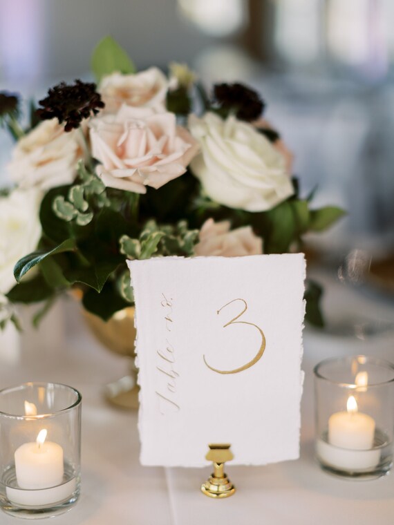 Modern Calligraphy Table Numbers on Handmade Paper Wedding - Etsy