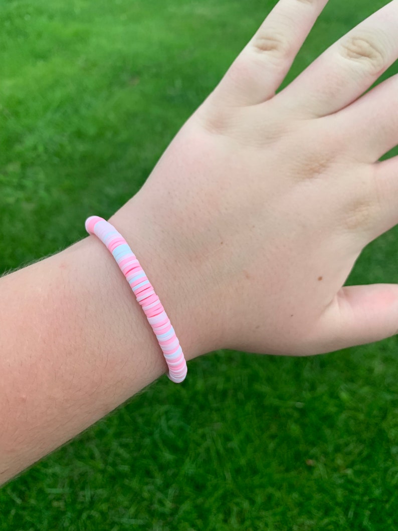 Pink Summers Clay Bead Bracelet - Etsy