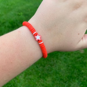 Red Preppy Clay Bead Bracelet - Etsy