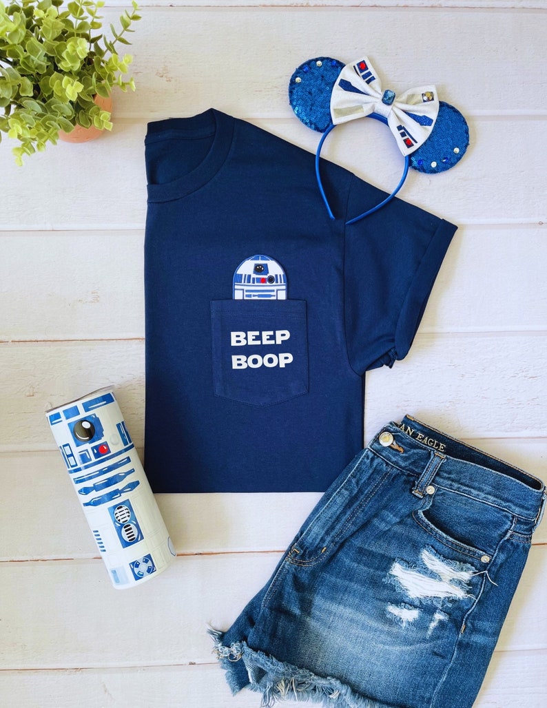 Star Wars R2D2 Embroidered Patch Peek a Boo Pocket T Shirt - Etsy