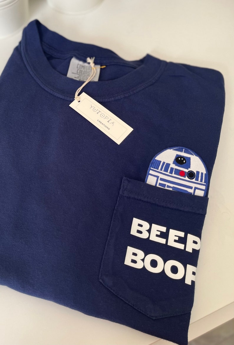 Star Wars R2D2 Embroidered Patch Peek a Boo Pocket T Shirt - Etsy