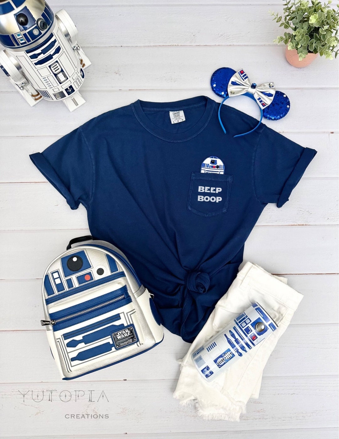 Star Wars, R2D2 Embroidered Patch, Peek a Boo Pocket T Shirt, Disney ...