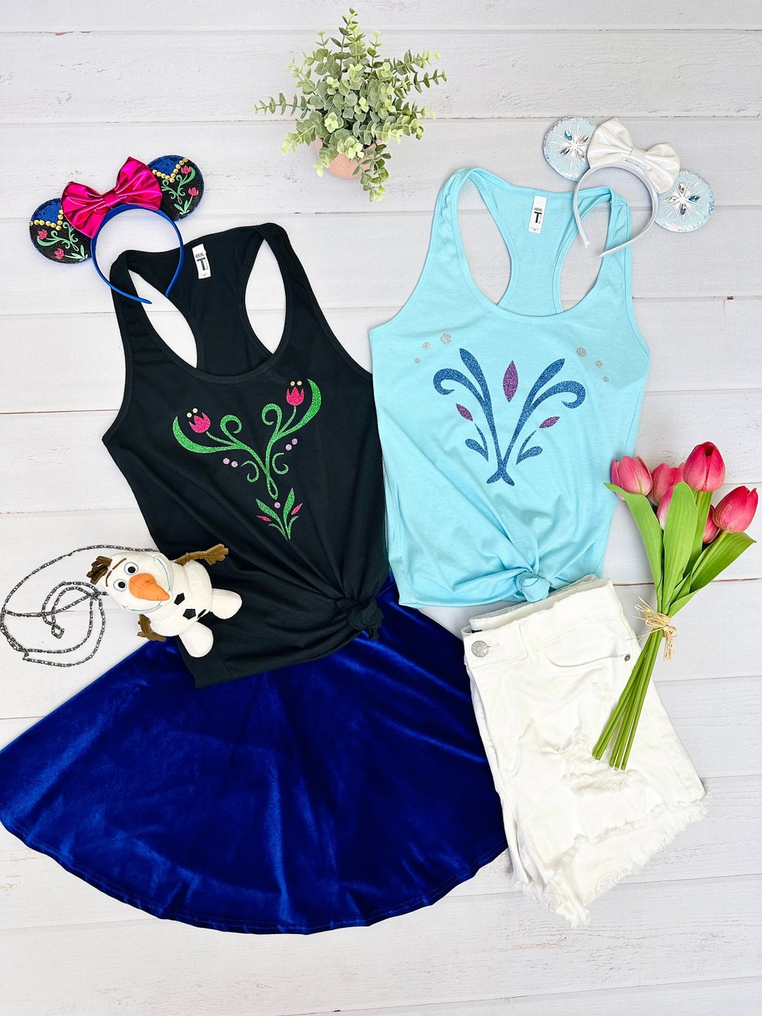Disney, Frozen, Elsa and Anna Dress Inspired Sparkly Glitter Tank Top ...