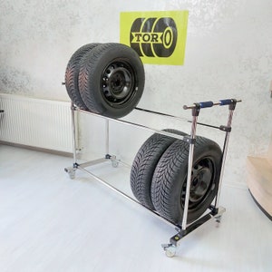 Metal Garage Organizer, Wheel Trolley, Tire Transport Rack, Automobile ...