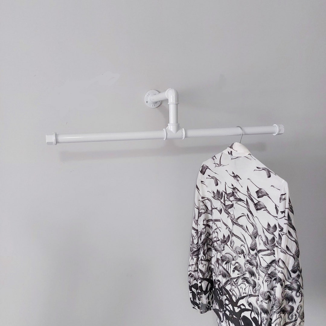 Rustic Clothes Rod | Wall Mount Clothing Storage | Industrial Pipe ...