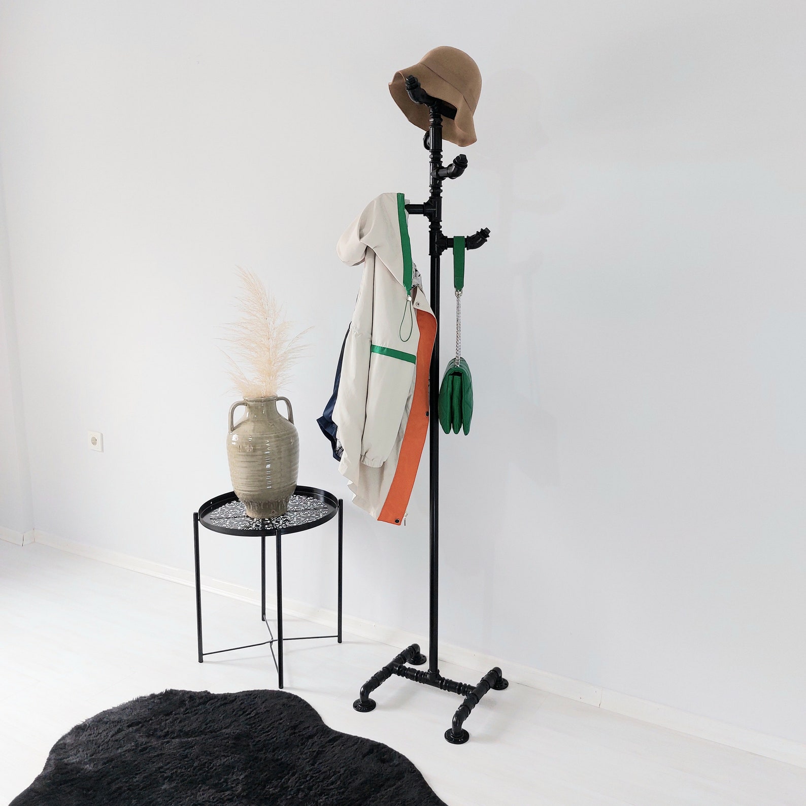 Industrial Pipe Coat Rack Stand, Entryway Garment Rack, Rack Free ...