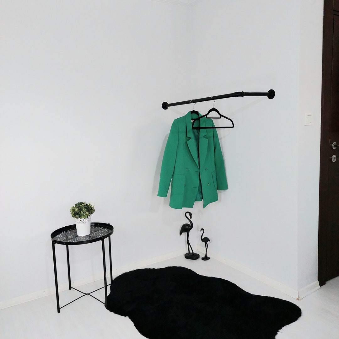 Corner Clothes Rail, Metal Pipe Hanging Clothes Rack, Corner Wardrobe ...