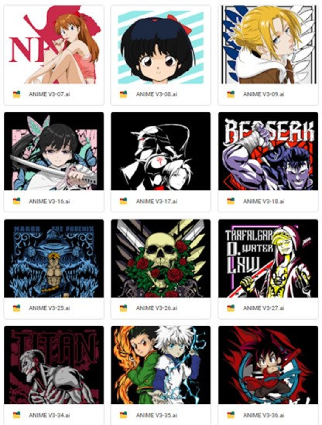 Assorted Anime Editable Deigns, 400 Editable Designs. - Etsy