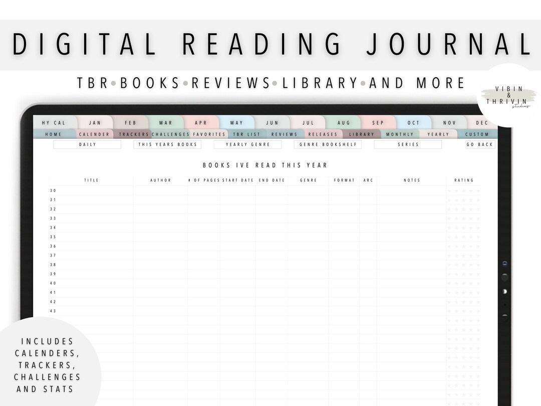 Digital Book Journal, Hyperlinked Book Journal, Adhd Planner,book ...