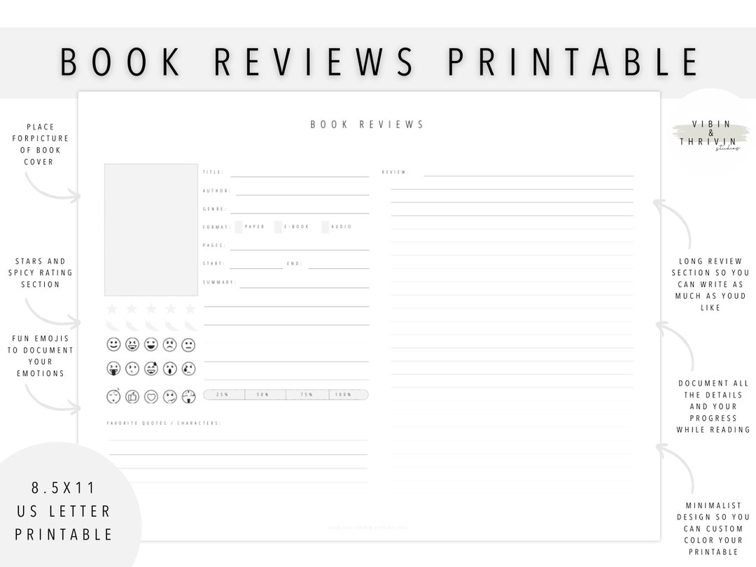 Book Reviews Printable Template, Book Lovers Reading Log, Book Reviews ...