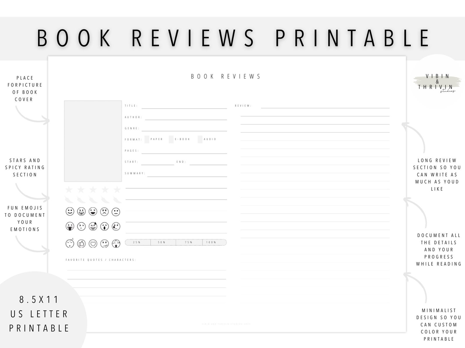 Book Reviews Printable Template, Book Lovers Reading Log, Book Reviews ...