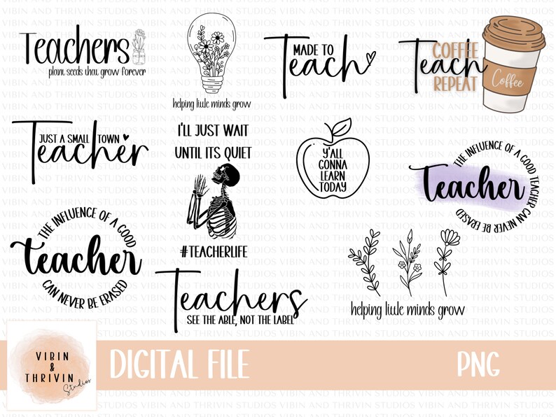 Teacher Bundle Sublimation PNG Teacher Bundle SVG Teaching - Etsy