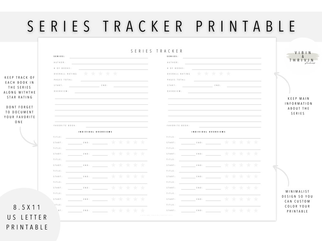 Book Series Tracker Tracker Printable, Book Series List, Printable Book ...