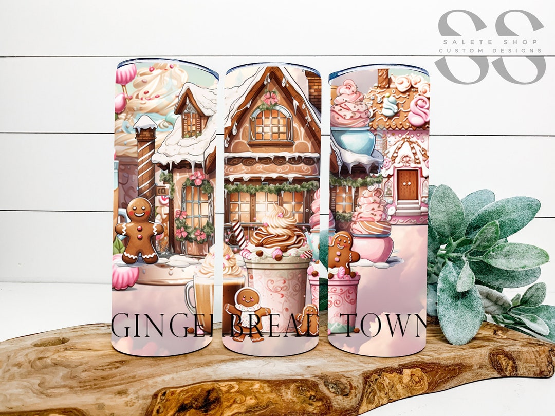 Gingerbread Town 20oz Custom Gingerbread Sublimation Gingerbread Wrap ...