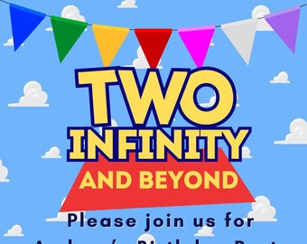 Toy Story Digital Invitation, Two Infinity and Beyond Party, Invitation ...