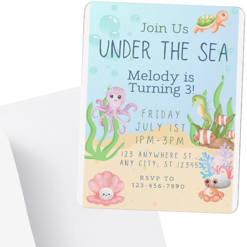 Editable Under the Sea Birthday Party Invitation Template - Etsy