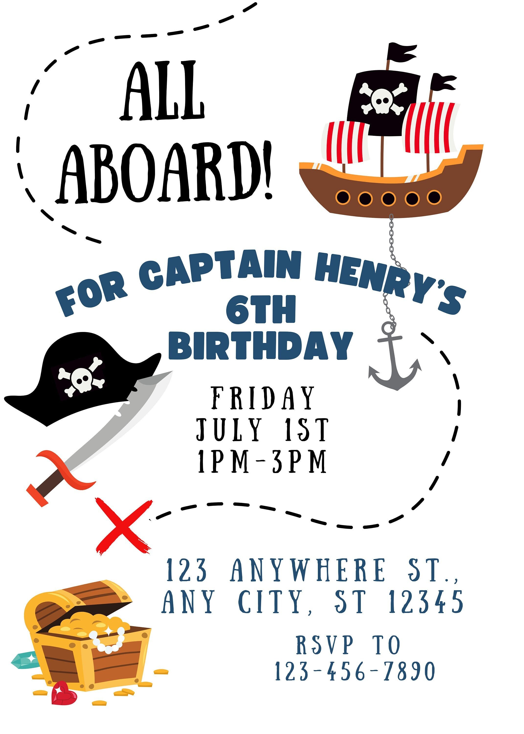 Editable Pirate Party Invitation Template - Etsy UK