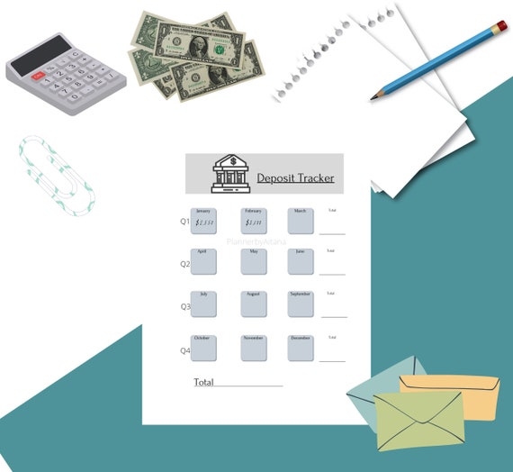 Bank Deposit Tracker Planner | Etsy
