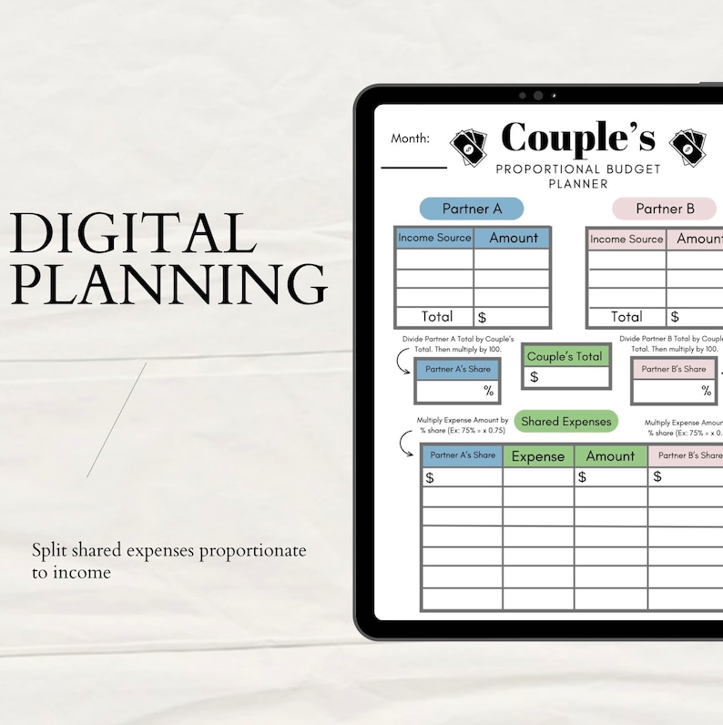 Couple’s Proportional Budget Planner Digital Printable Download for ...
