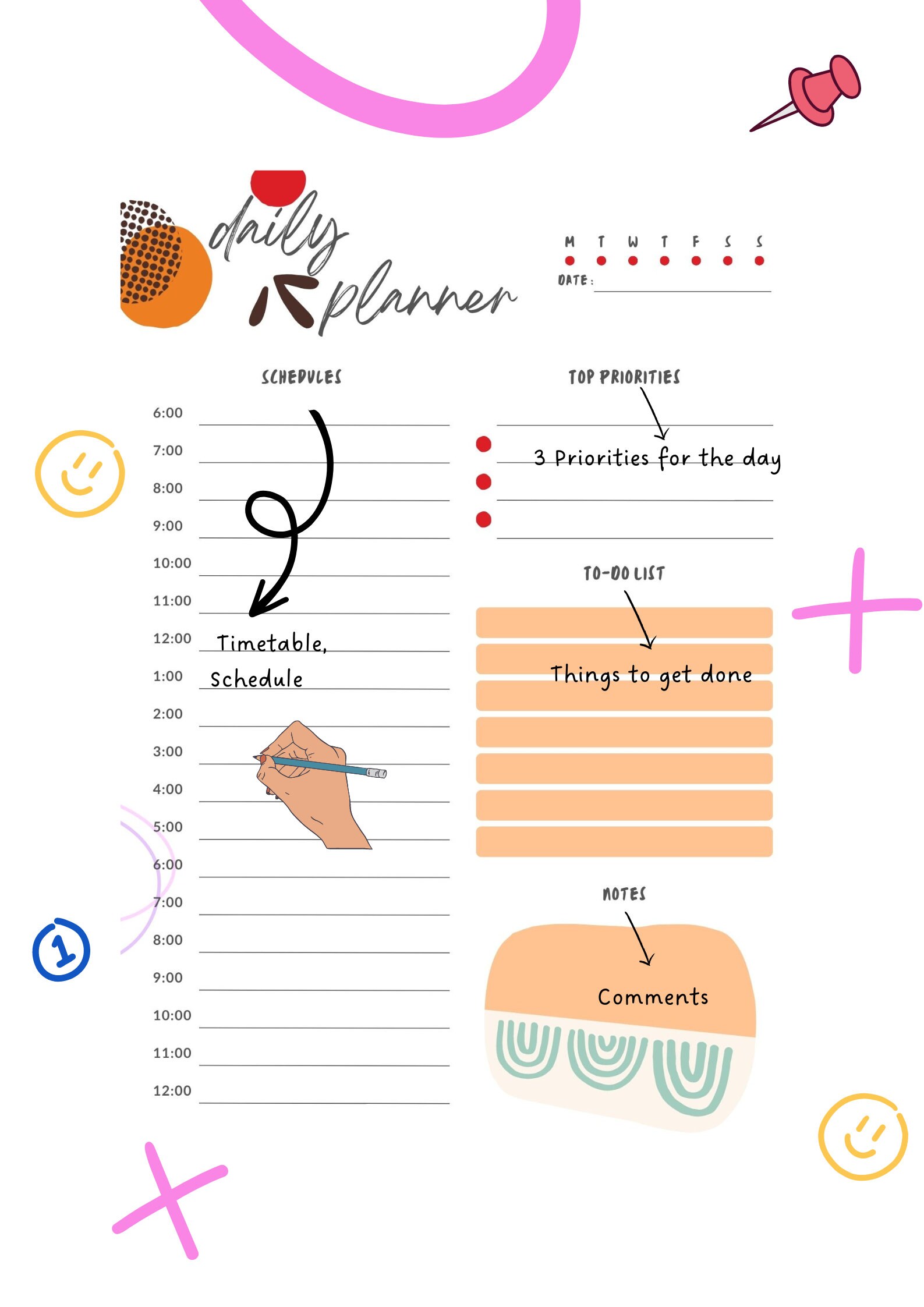 Daily Planner Printable, Military Time Plan, Template, Work Day ...