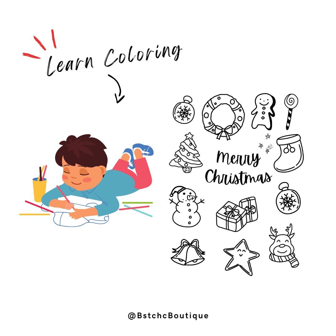 Christmas Digital Coloring Worksheet Printable Activity Page Kids ...