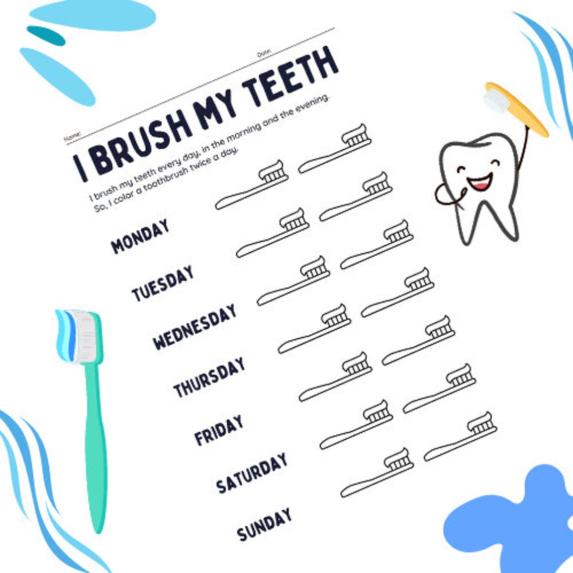 I Brushed My Teeth Tooth Brushing Printable Tooth Brushing Chart Fun ...