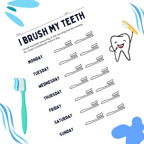 Fun Interactive Tooth Brushing Chart Teeth Brushing Routine for Kids ...