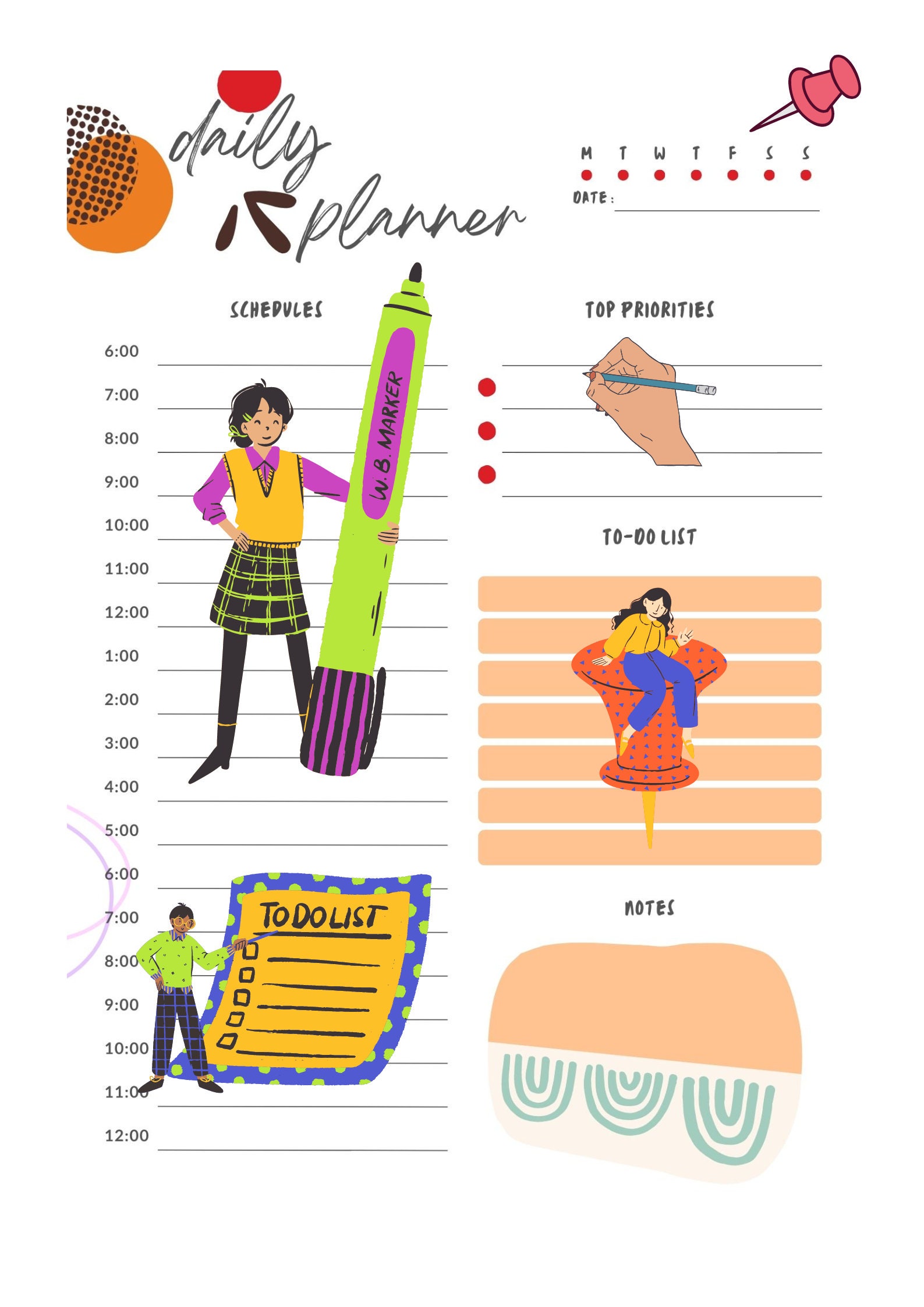 Daily Planner Printable, Military Time Plan, Template, Work Day ...