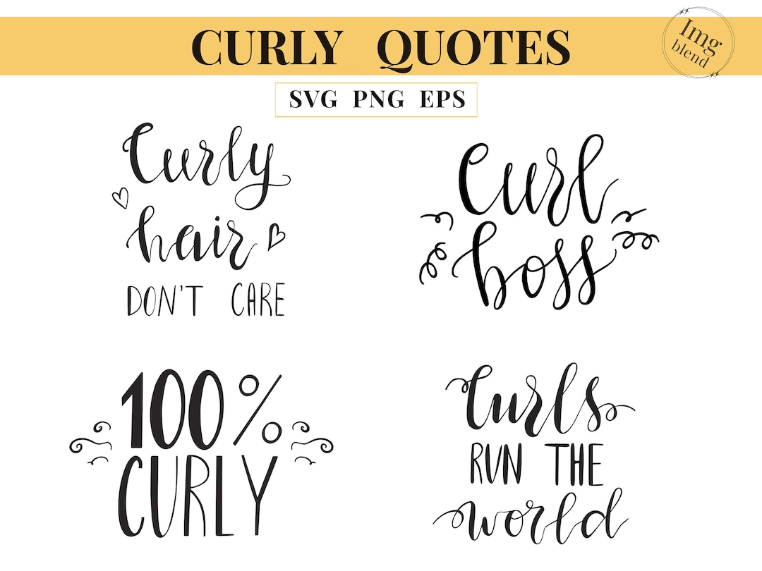 Curly Hair QUOTES Bundle, Curly Quotes Lettering Set, Curly Quote ...