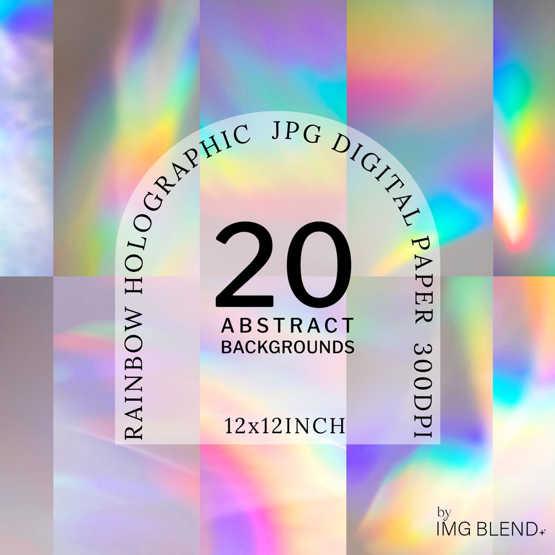 Rainbow Backgrounds Set, Abstract Holographic Reflection, Colorful ...