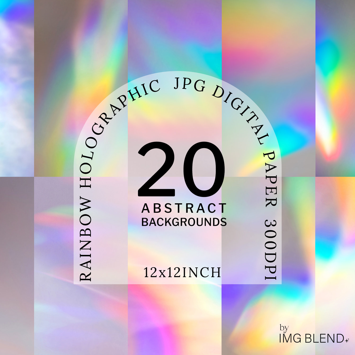 Rainbow Backgrounds Set, Abstract Holographic Reflection, Colorful ...