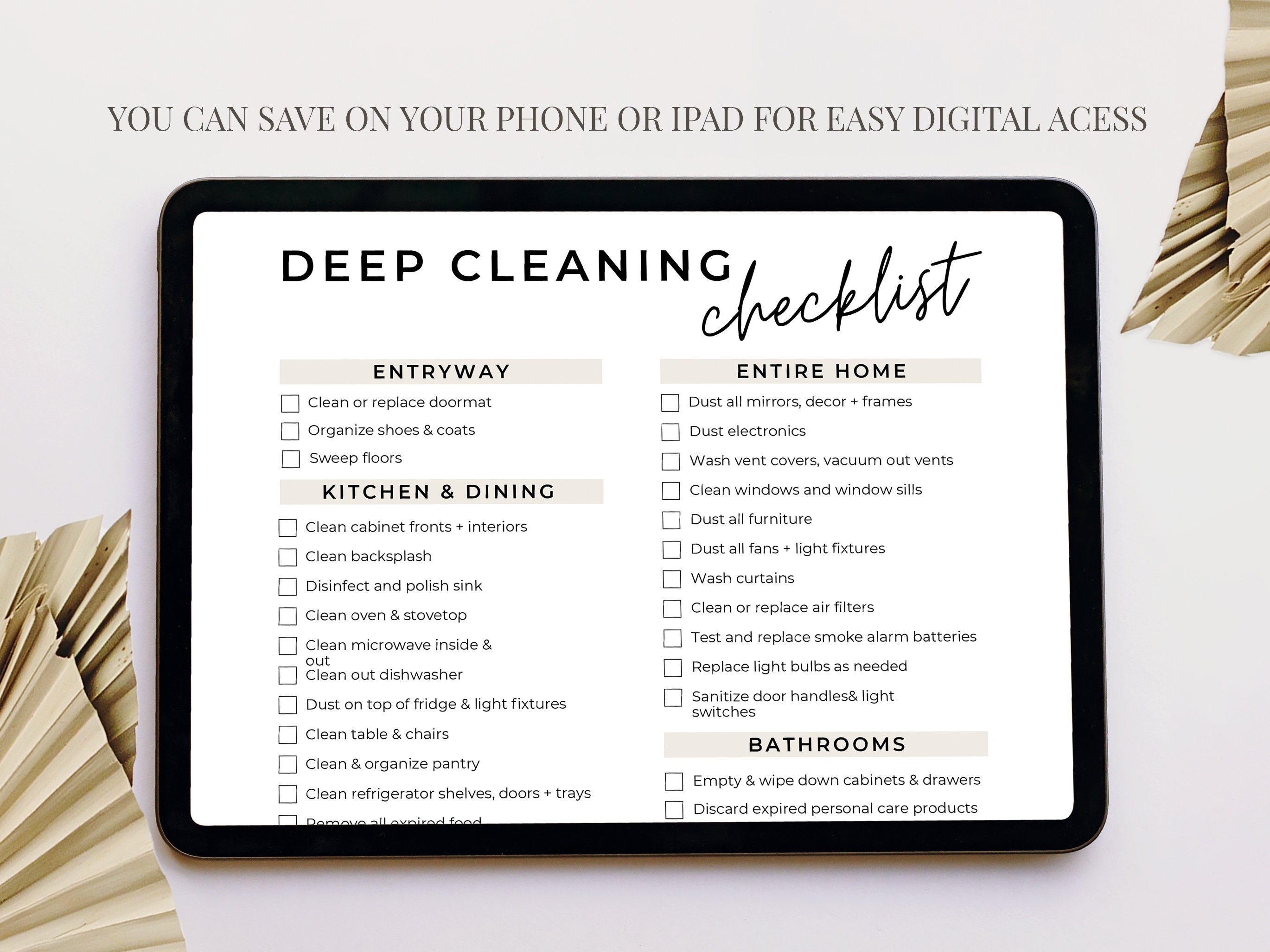 Deep Cleaning Checklist Template | Spring Cleaning Checklist | Cleaning ...