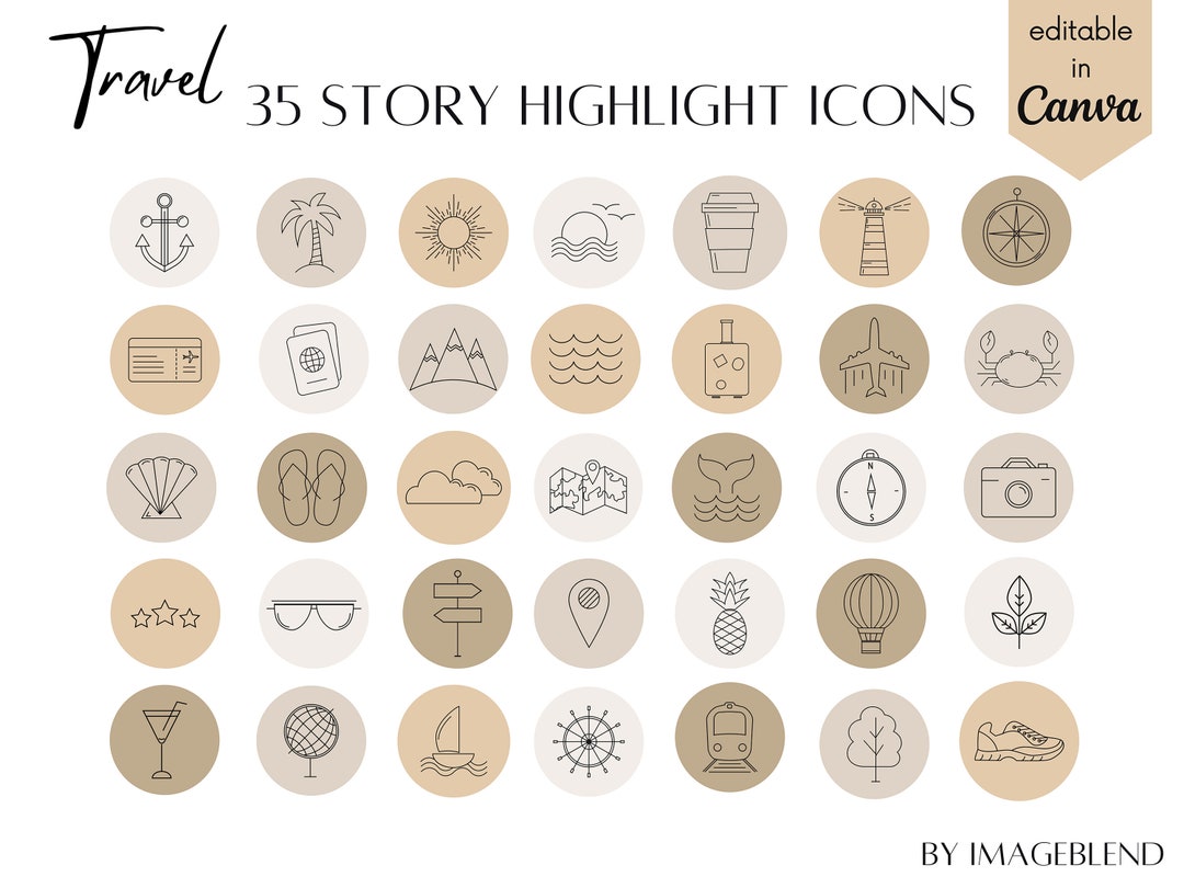 Editable Travel Story Highlight Covers, Travel Blogger Highlights ...